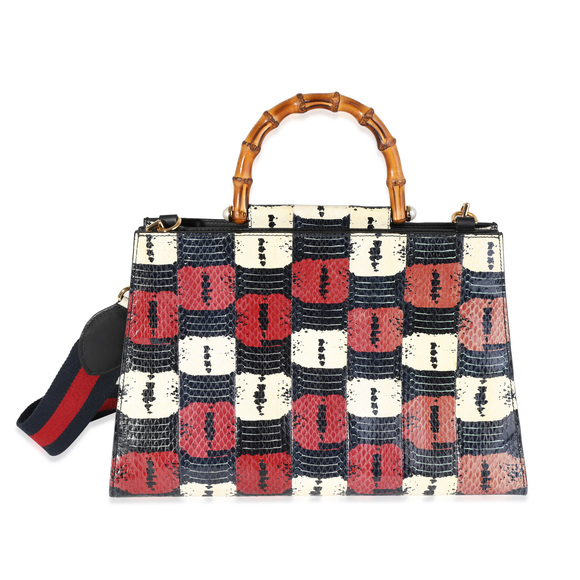 Gucci | Bags | Gucci Red White Blue Water Snake Large Nymphaea Bamboo ...
